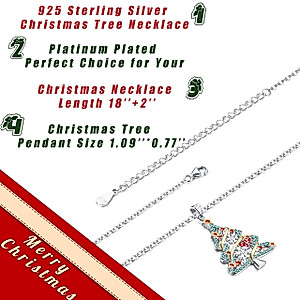MUSECLOUD Christmas Necklace 925 Sterling Silver Christmas Tree Necklace For Women White Gold Plated Christmas Tree Pendant Christmas Jewelry Gift (Silver)