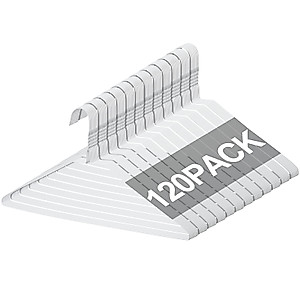 Yuntau 120 Pcs Wire Hangers Bulk Dry Cleaner Hangers 18" Caped Clothing Hangers Suit Hangers Strut Hangers for Dry Cleaners or Home