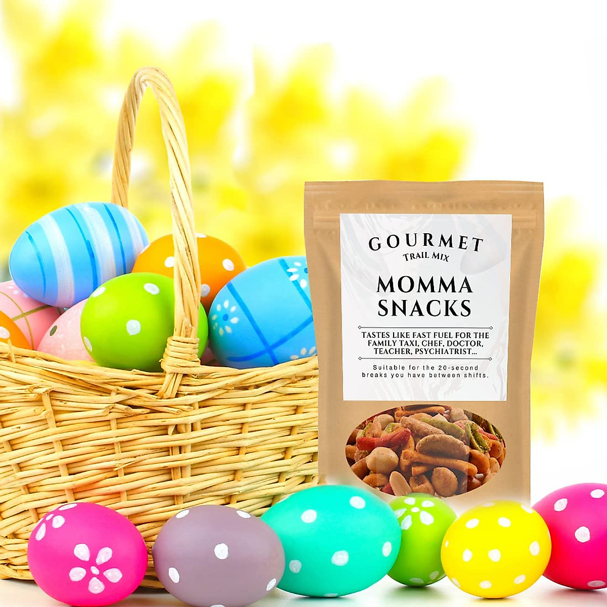 Kepperton Momma Snacks Trail Mix - Gourmet Seasoned Crunchy Blend Food Gift Funny White Elephant Gag Gifts for Mothers Day Friends Womens Stocking Stuffers