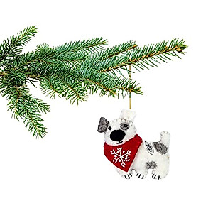 Dog Christmas Ornaments 2023 - Felt Christmas Ornaments - Dog Gifts for Women - Small Dog Ornaments, Fair Trade, Hand Felted Made in Nepal - Dog Lover Comes in an Organza Bag so It's Ready for Giving