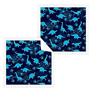 KEEPREAL 2 Pack Cute Kids Dinosaurs Washcloths Set - Highly Absorbent Pure Cotton Wash Clothes - Soft Fingertip Towel for Bath, Spa