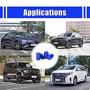 QODOLSI Pack-4 Tire Stem Valve Caps, 0.6" x 0.37" Leak-Proof Aluminum Alloy Tire Valve Cover for Cars SUVs Trucks (Blue)