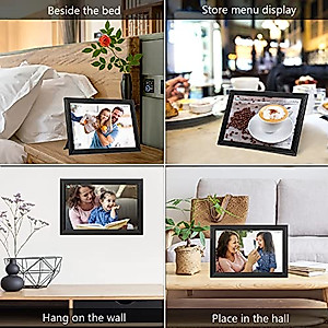 10.1 Inch WiFi Digital Picture Frame, IPS Touch Screen Share Pictures&Videos Via App or Email, Built in 32GB Memory, Support Micro SD Card Extend Storage, Auto-Rotate, Motion Sensor
