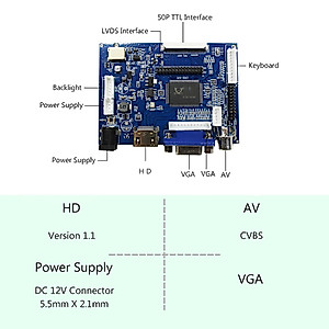 HDMI VGA 2AV LCD Controller Board for 6.5" AT065TN14 7" AT070TN92 AT070TN94 8" AT080TN64 9" AT090TN12 800x480 50Pins LCD Screen