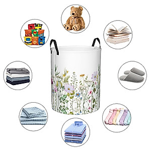 Wildflowers Laundry Basket Organizer Collapsible Laundry Hamper Nursery Storage Basket Bin with Handles for Clothes Toy Bathroom Room