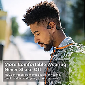 Open Ear Air Conduction Headphones, Wireless Earphones Bluetooth 5.3 Headset, Up to 10+ Hours Playtime Sports Headphones for Running/Cycling/Hiking/Gym/Climbing/Driving/Music/Gaming/Working (Black)