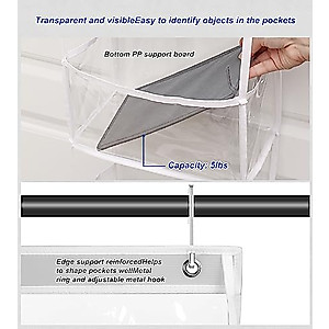 Fixwal 5-Shelf Over The Door Hanging Pantry Organizer, Room Organizer with Clear Plastic Pockets, 25lb Ultra Sturdy & Large Capacity for Closet, Bedroom, Nursery, Bathroom and Sundries