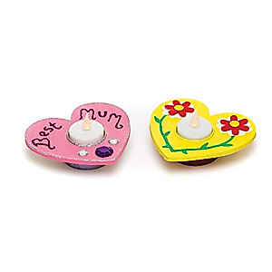 Baker Ross EM1183 Heart Shaped Tealight Holders - Pack of 4, Wooden Arts and Craft Kit for Kids, Design and Paint Yourself, Ideal Home or School Activity, White