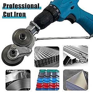 Metal Nibbler Drill Attachment, Electric Drill Plate Cutter, Power Drill Shears with Wrench Safe Metal Nibbler Drill Attachment, Double Head Sheet Metal Cutter for Iron, White Sheet,Copper (U-1)