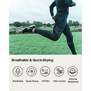 SUMARPO Compression Pants Men, Strong Power Recovery Compression Tights, Quick Dry Endurance Athletic Leggings for Knee Support, Running Marathon Triathlon