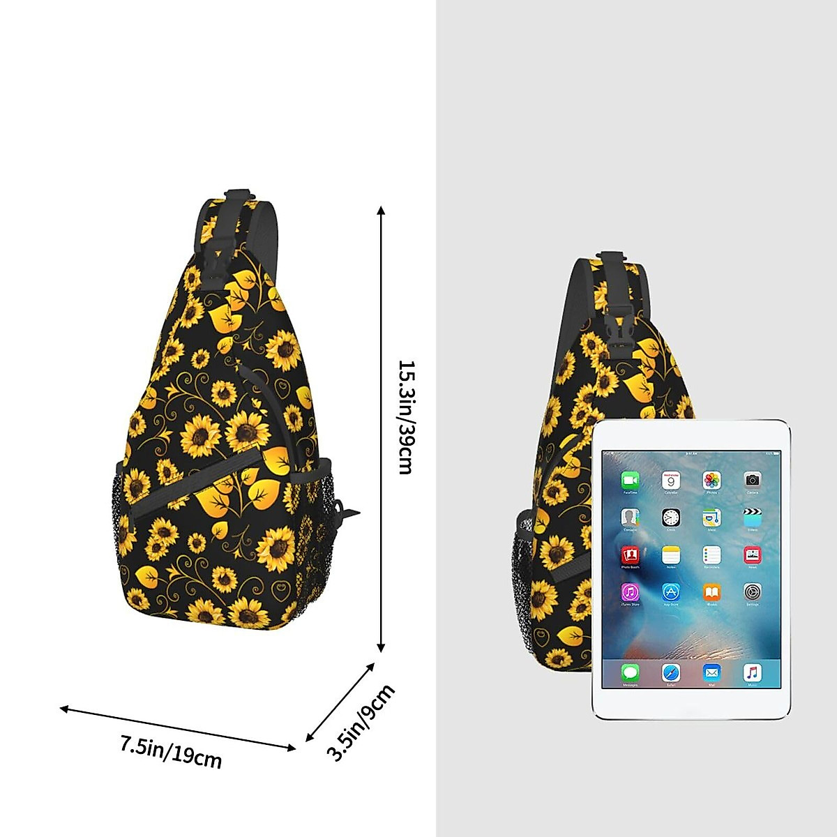 qyopvli Sunflower Sling Bag Crossbody Backpack Hiking Travel Daypack Chest Bag Lightweight Shoulder Bag For Women Men