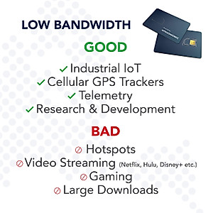 IoTDataWorks Unlimited IoT Sim Card w/ 12 Month Prepaid Service | No Contract, Limits | 64kbps | CAT1, 4G LTE/3G/2G | No Voice/SMS/Streaming | USA