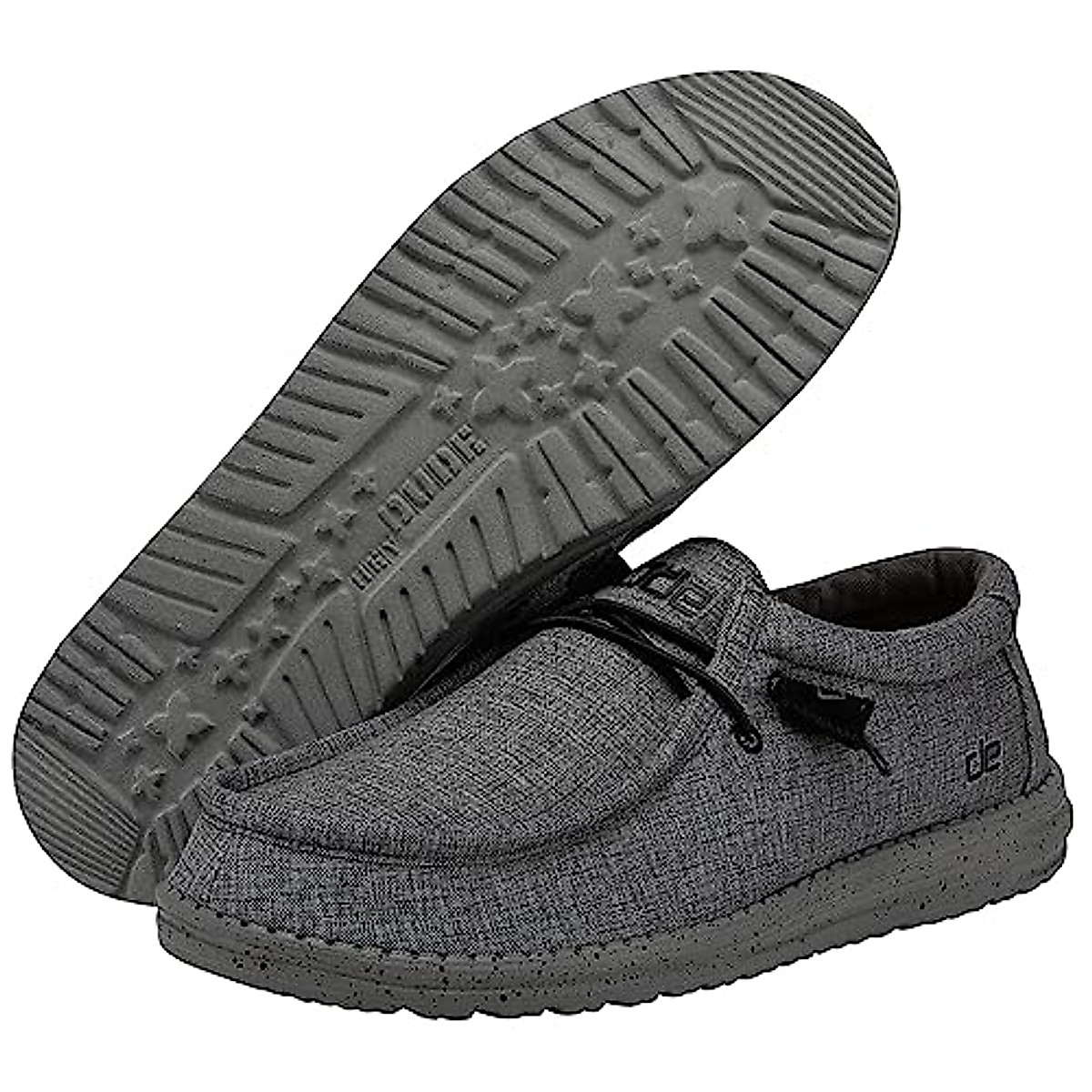Hey Dude Men's Wally L Stretch Steel Size 10 | Men’s Shoes | Men's Lace Up Loafers | Comfortable & Light-Weight