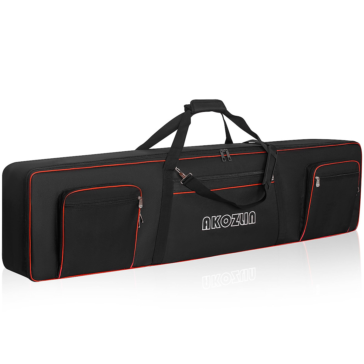 AKOZLIN 88 Keys Electric Piano Keyboard Gig Bag with Adjustable Straps and 5-Pocket for Keyboard Accessaries,Slim 88 Key Keyboard Case Interior:54.1"x13.18"x6.69"