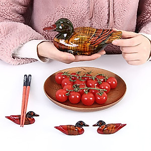 Hemoton 20Pcs Ceramic Chopsticks Rest Rack Mandarin Duck Spoon Rest Stand Fork Holder Flatware Support Cutlery Stand for Fork Spoon Choposticks