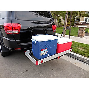 MaxxHaul 70422 48" x 21" Hitch Mount Compact Aluminum Cargo Carrier - 500-lb Load Capacity