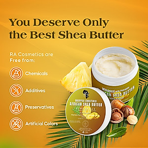 RA COSMETICS Whipped Shea Butter Pineapple - 12oz | 100% Pure & Natural African Shea Butter for Men & Women - Ultimate Handcrafted Moisturizer with Essential Vitamins for Radiant Skin & Luscious Hair
