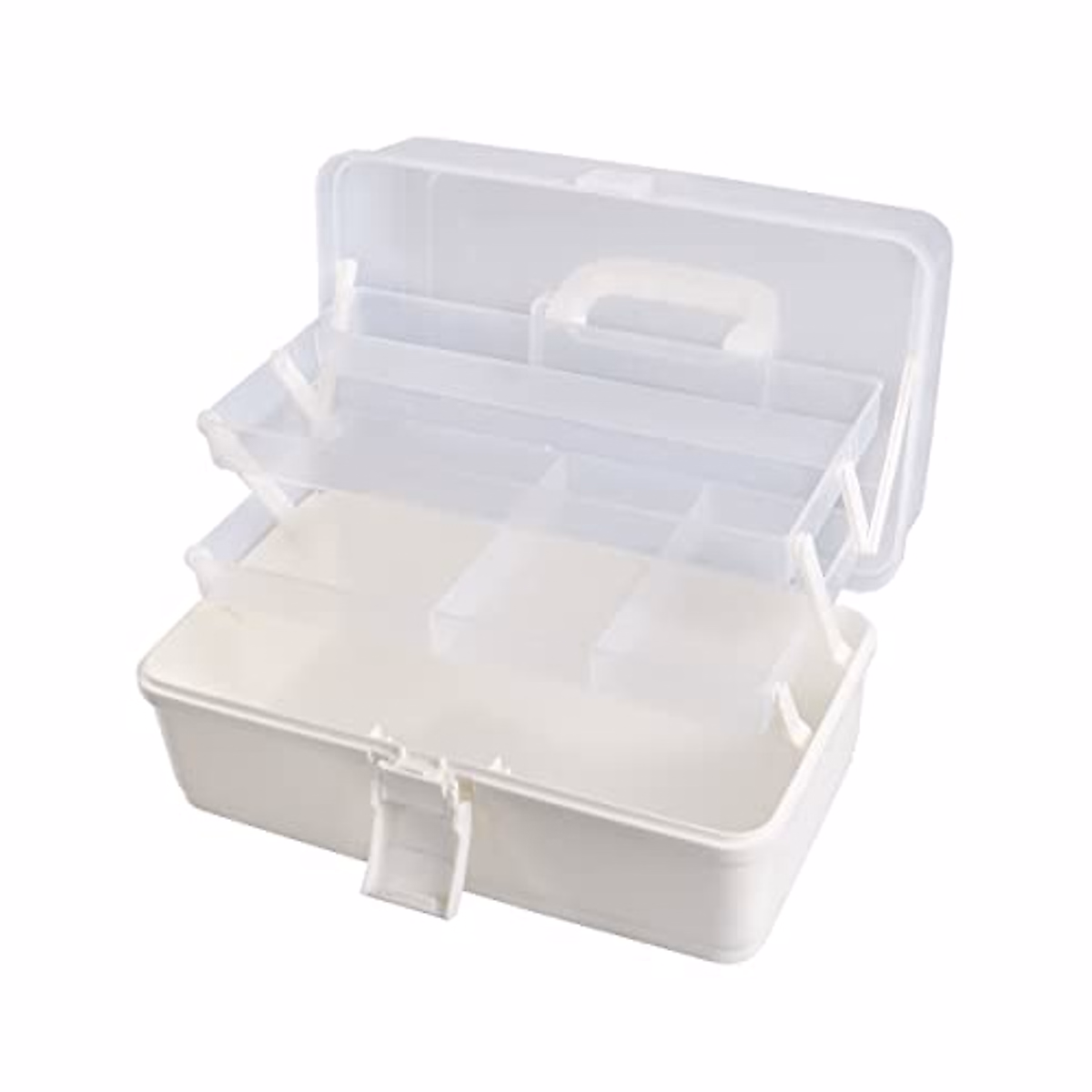 Facikono Craft Tool Box 3 Layer Storage Box Art Craft Box Tackle Box Organizer Hair Supply Organization Box Sewing Box Medication Organizer White Plastic Tool Box