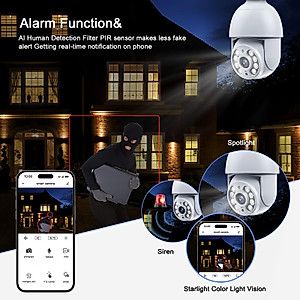 4MP Light Bulb Security Camera, 360° 2K Security Cameras Wireless 2.4GHz Outdoor/Indoor with Color Night Vision, Motion Detection, Audible Alarm, Auto Motion Tracking, SD&Cloud Storage with Alexa