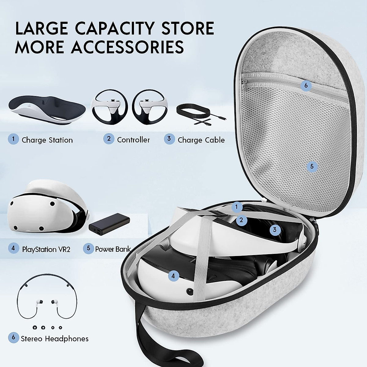 sarlar Hard Carrying Case Compatible with Playstation VR2 Gaming Headset and Touch Controllers Accessories, PS VR2 Portable Case Suitable for Travel and Home Storage