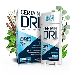 Certain Dri Everyday Strength Clinical Antiperspirant Solid Deodorant, Hyperhidrosis Treatment for Men & Women, Morning Fresh, 2.6oz, 1 Pack