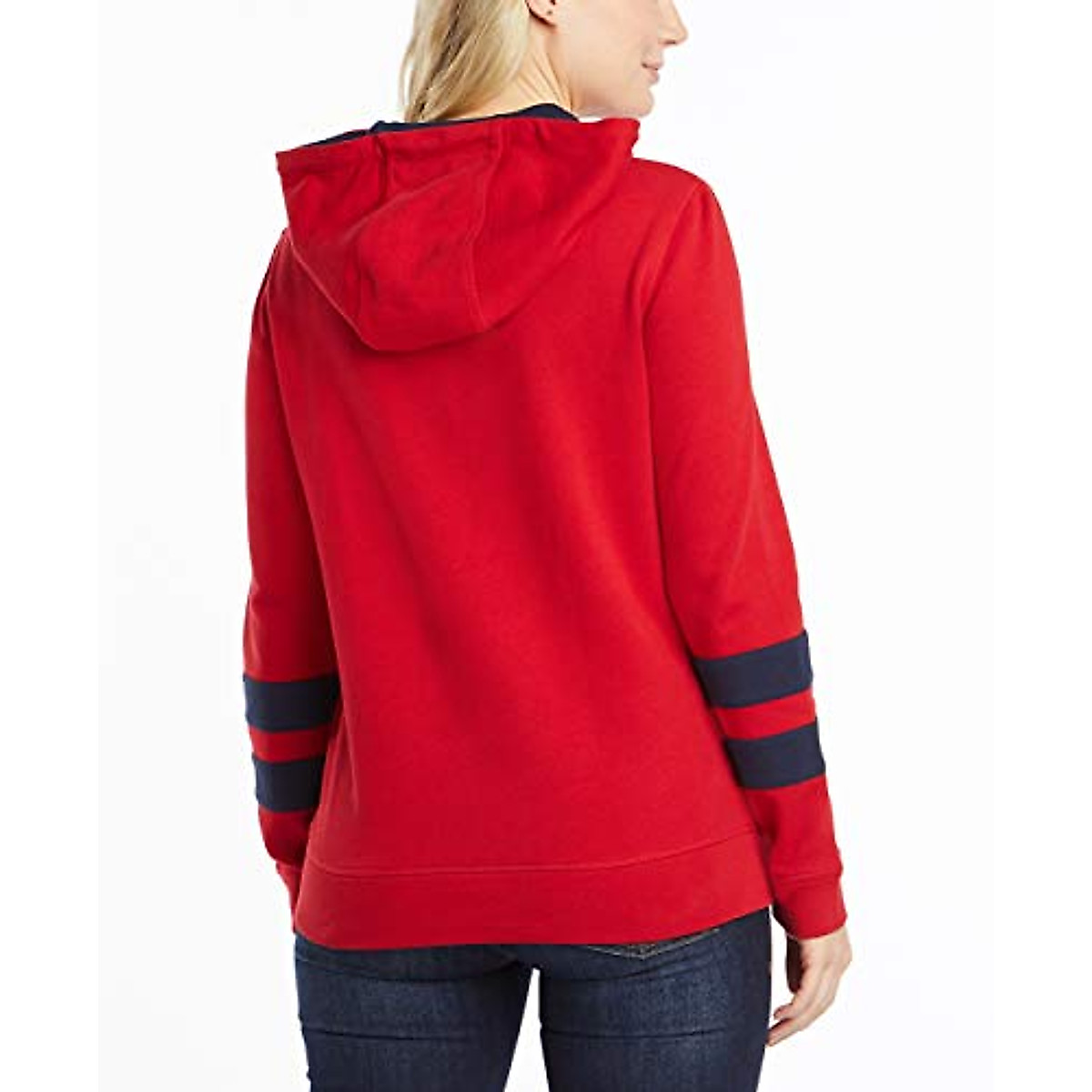Nautica Women's Classic Supersoft 100% Cotton Pullover Hoodie, Red, Medium
