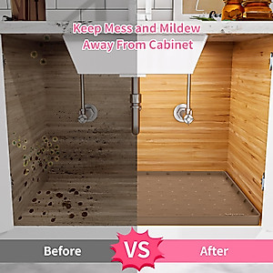 Sdpeia Under Sink Mat for [34" x 22"] Cabinet, Upgraded Silicone Waterproof Mat Kitchen Cabinet Liner Cabinet Protector Kitchen Organizers and Storage