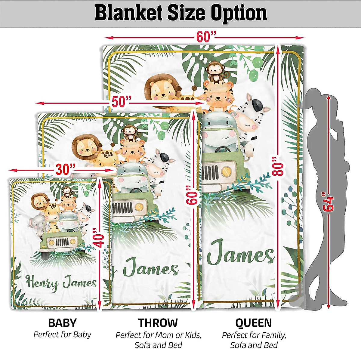 Jump Up Personalized Frame Safari Baby Blanket,Jungle Animal Baby Blanket,Baby Boy Safari Nursery,Jungle Theme Baby Blanket,Jungle Blanket Baby,Safari Swaddle Blanket