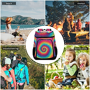 Swirl Tie Dye Cooler Backpack Leakproof Backpack Cooler Insulated Lunch Cooler Bag 30 Cans Camping Coolers for Beach Grocery Shopping Fishing