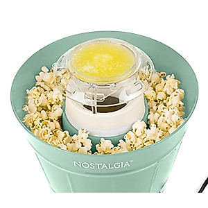 Nostalgia Hot Air Electric Popcorn Bucket with Lid, 24 Cup, Healthy Oil Free Popcorn with a Removable Serving Bucket for Easy Snacking, Sage