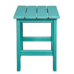 SFYLODS Adirondack Patio 14" Square Side Table, 18" Inches Tall, Premium Quality, Wood Like Material, Poly Lumber Weather Resistant for Garden, Backyard, Indoor, Living Room, Deck, Porch - Turquoise