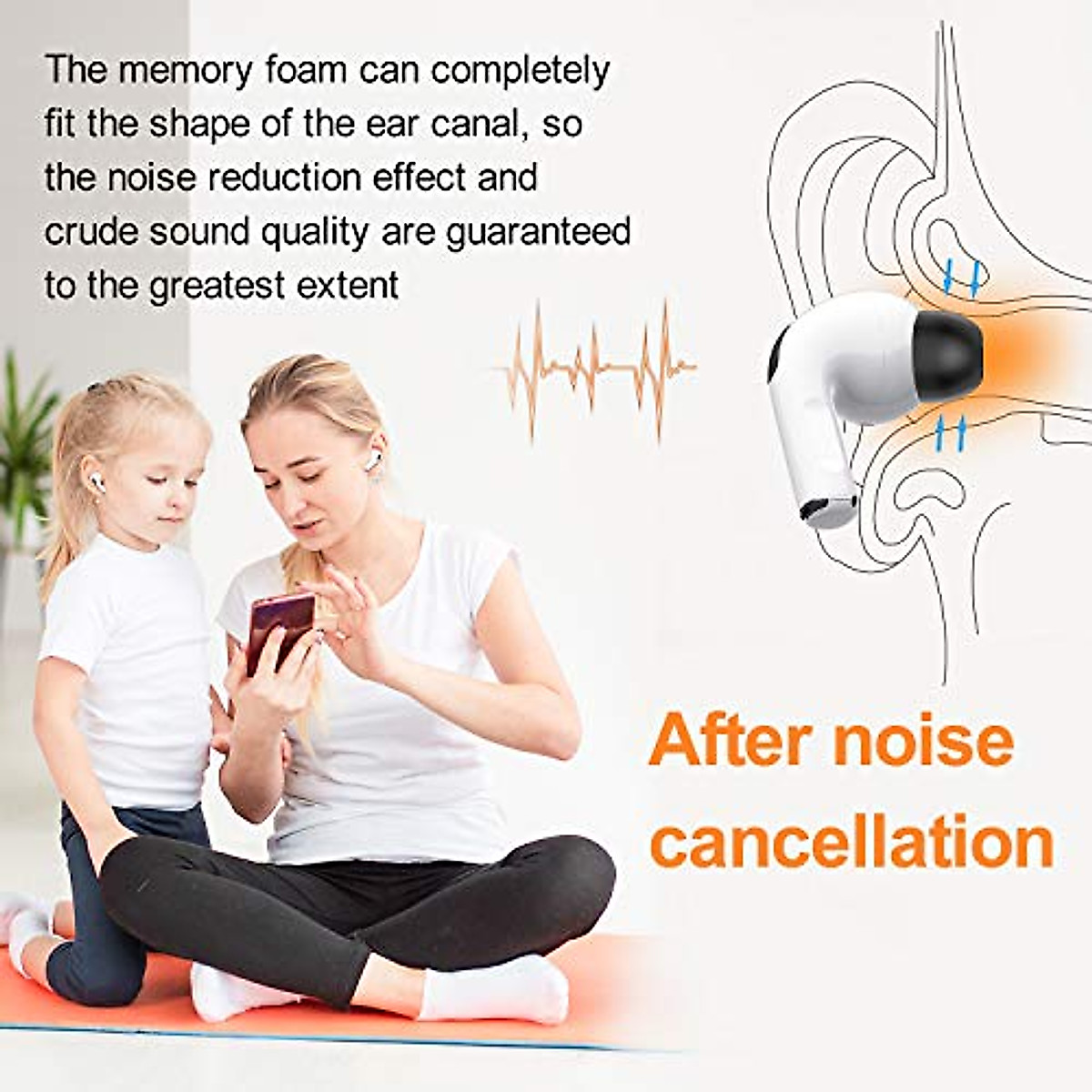 Link Dream 12 Pieces Replacement Ear Tips for AirPods Pro AirPods Pro 2nd Generation 2022 Accessory Memory Foam Ear Buds Tips with Portable Storage Box (Black)