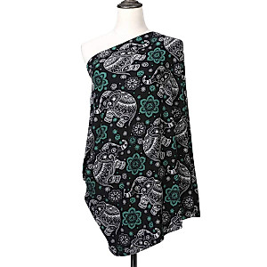 XNN Nursing Cover for Baby Breastfeeding - Car Seat Canopy,Shopping Cart, High Chair, Stroller - All-in-1 Soft Breathable Stretchy 95% Cotton Infinity Nursing Cover Up for Girls, Boys (Elephant)