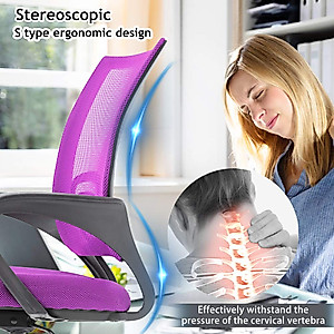 Ergonomic Office Chair Computer Desk Chair with Back Support Mesh Rolling Swivel PC Executive Chair Modern Adjustable Height Task Works Office Chair for Women Men, Pink