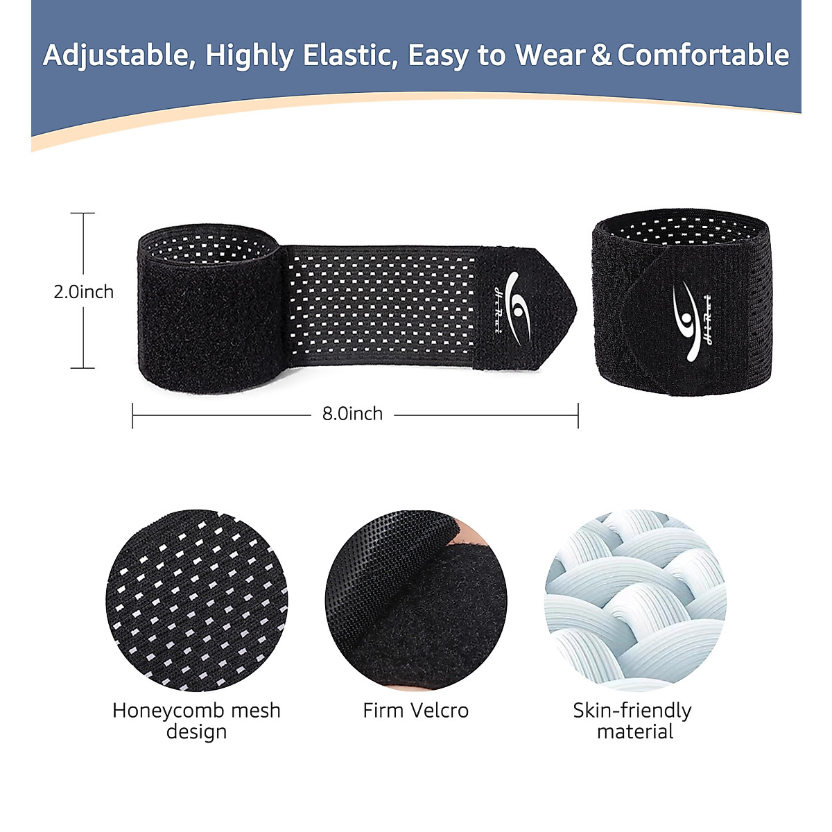 HiRui Wrist Compression Wraps, Wrist Brace Wrist Support for Sports, Mouse Hand, Mother's Hand, Carpal Tunnel Arthritis, Tendonitis - Premium Elastic & Breathable Mesh Fabric (Black, Medium)