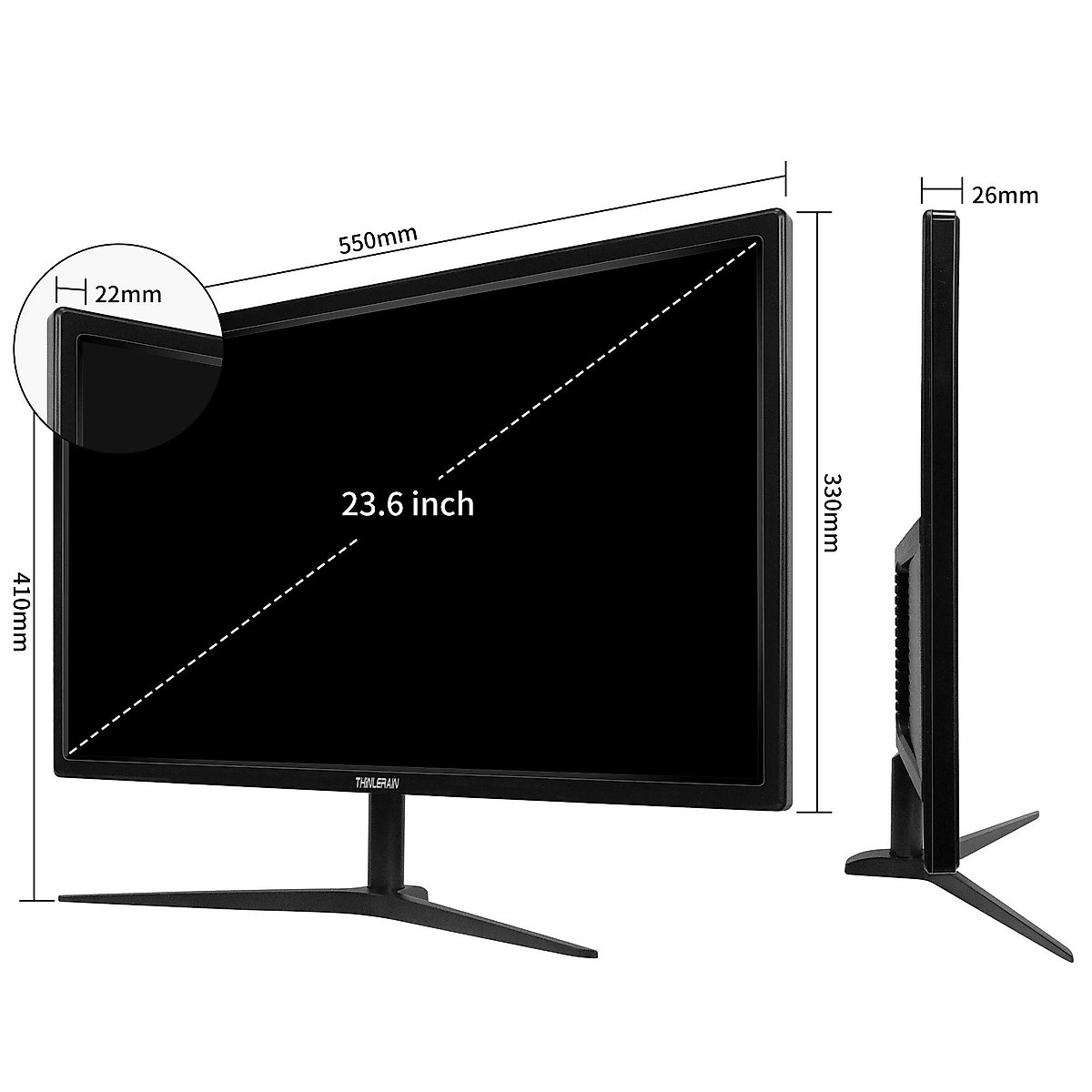 Thinlerain 24 Inch Monitor 144Hz FHD 1080p 2ms for Computer&Laptop| LED Monitors Build-in FreeSync | 2ms Response Time | VESA | DP Display Port & HDMI & USB