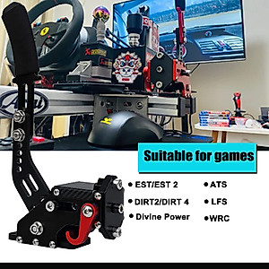 Obokidlyamor 64Bit PC USB Handbrake For 2 IN 1 Compatible with PS4/PS5 Console Controller and PC system; Work on For Logitech G29 Racing Steering wheel (With Clamp & Plate, Black)