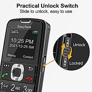 Easyfone Prime-A6 4G Unlocked Feature Cell Phone, Easy-to-Use Clear Sound Big Battery Basic GSM Mobile Phone with an Easy Charging Dock