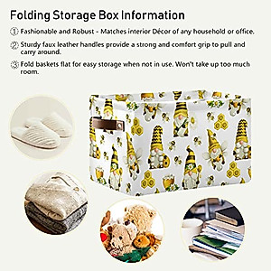 Wusikd Dwarf Bee Storage Basket Set of 1 Large Fabric Storage Basket Bins Box Cube with Handles Collapsible Closet Shelf Clothes Organizer Basket for Nursery Bedroom