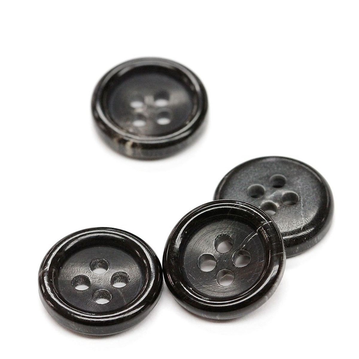 Set of Classic Black Genuine Buffalo Horn Suit Buttons