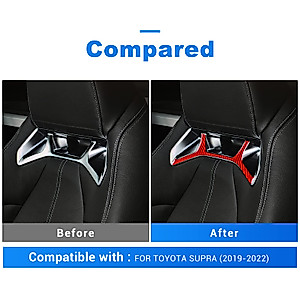 AIRSPEED Car Seat Head Rest Accent Sticker Carbon Fiber Auto Headrest Interior Trim Cover for Toyota Supra GR A90 A91 MK5 2019-2022, Red