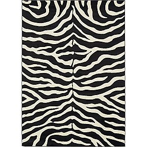 Unique Loom Wildlife Collection Area Rug - Okapi (7' 1" x 10' Rectangle Black/Cream)