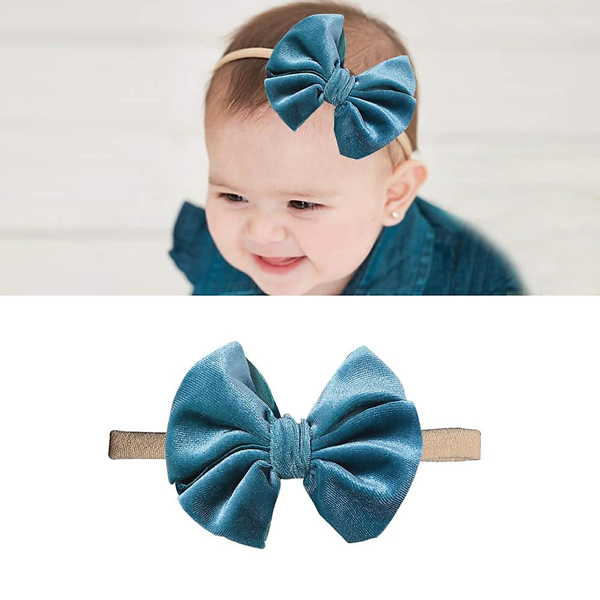 inSowni 12 Pack Solid Soft Velvet Bow Headbands Hair Accessories for Baby Girls Toddlers Newborns Infants Kids