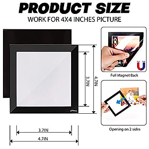 4X4" Magnetic Picture Frame with Black Border(10 Pack) ,Square Magnet Photo Pockets,Decorations for Fridge/Lockers with Clear Plastic Cover (Classic)