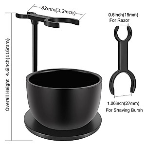 SANWA Deluxe Heavyweight Black Shaving Brush Razor Stand with Stainless Steel Soap Bowl Set,Dad Gifts,boyfriend Gifts,Husband Gifts for Him