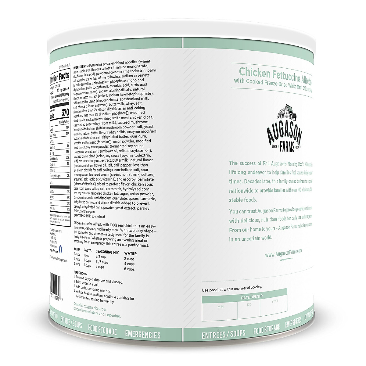 Augason Farms Freeze Dried Chicken Fettuccine Alfredo Kit 42.02 Oz No. 10 Can