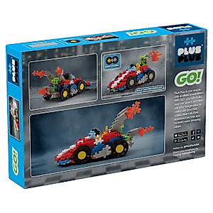 PLUS PLUS - GO! Racing Cart Car - 240 Pieces - Model Vehicle Building Stem/Steam Toy, Interlocking Mini Puzzle Blocks for Kids