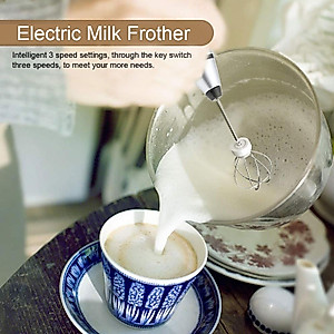 Milk Frother Handheld Foam Maker USB Rechargeable Coffee Frother with 2 Stainless whisks，3-Speed Adjustable Mini Blender for Cappuccino, Latte, Bulletproof Coffee, Egg Mix, Matcha, Hot Chocolate