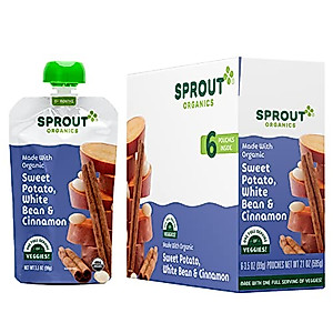 Sprout Organics, Sweet Potato, White Beans & Cinnamon, 6+ Month Pouches, 3.5 oz (12-count)