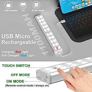 SZOKLED Under Cabinet Lighting Rechargeable 48-LED Wireless Under Cabinet Lights Remote, Kitchen Counter Lights Closet Lights RGB Perfect for Indoor Pantry Display Shelf 15 Color Changing(6 Packs)